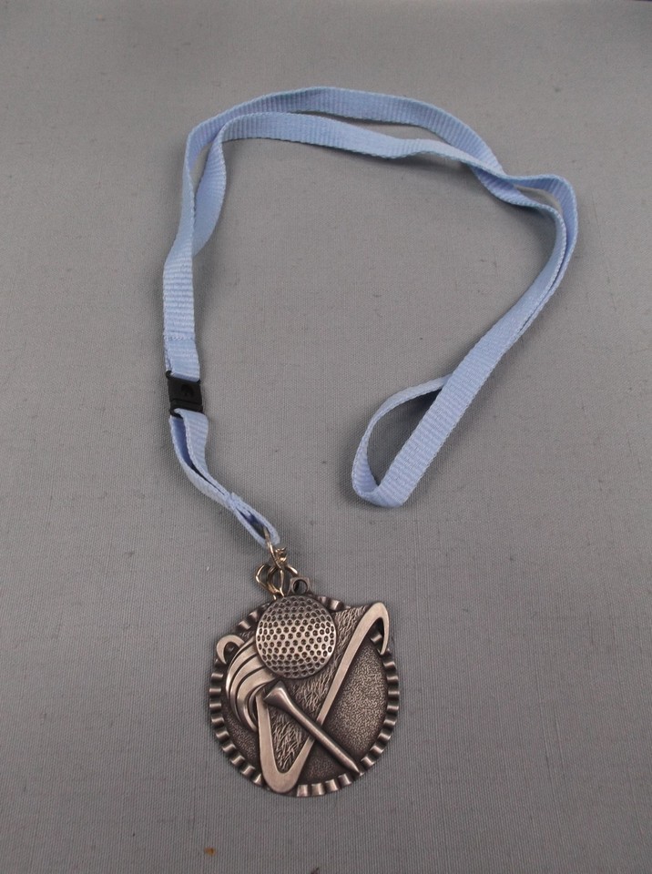 Victory Golf Medals 2″ – Gold or Silver – Light Blue Snap‑Clip Ribbon ...