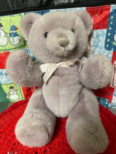 VTG 1989 DAKIN fully jointed Dusky Plum teddy bear w/satin bow 14 ...