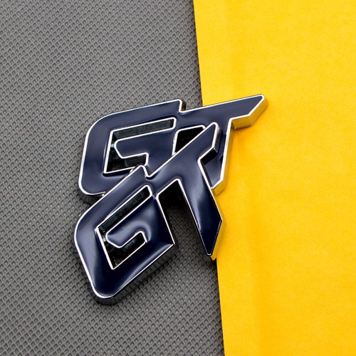 2x Silver & Blue Metal GT Logo Sport Car Emblem Chrome Letter SUV ...