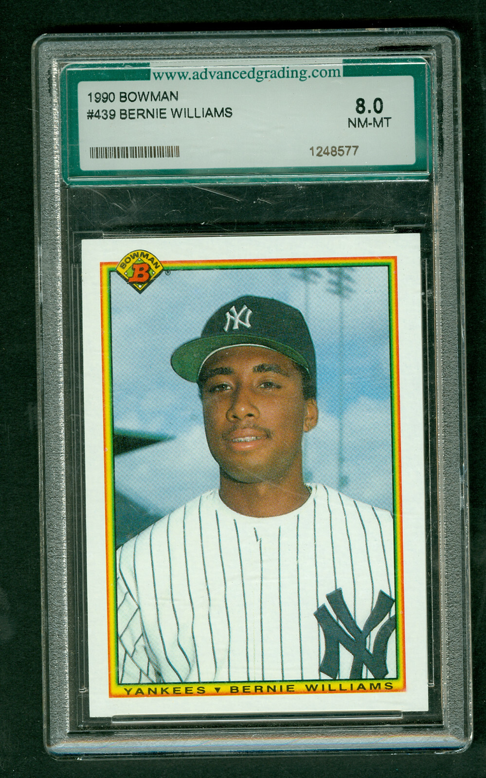 Bernie Williams 1990 Bowman Rookie Card #439 Yankees Advanced Graded 8 ...