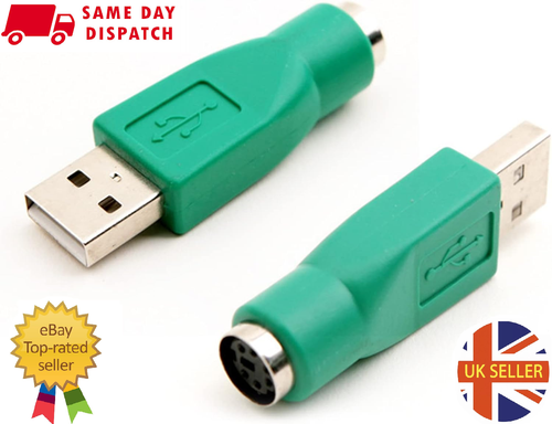 PS2 PS/2 FEMALE TO USB MALE ADAPTOR CONVERTER ADAPTER PC LAPTOP MOUSE ...