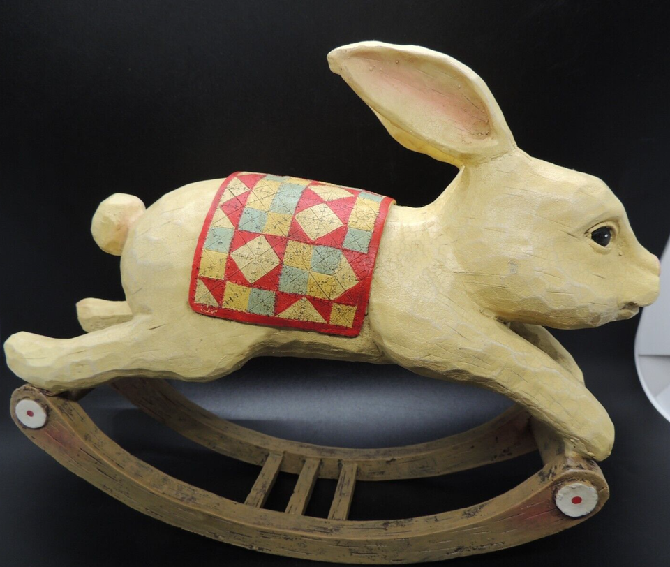 Rocking Rabbit Bunny with Quilt Folk Art Decor Easter Spring Folk Art ...