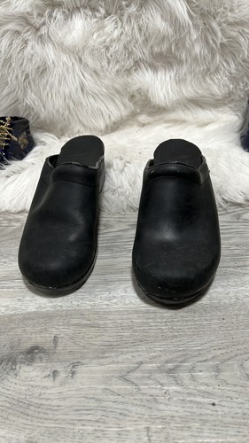 Dansko SONJA Leather Black Open Back Clogs Size EU Size 37 US Size 6.5 ...