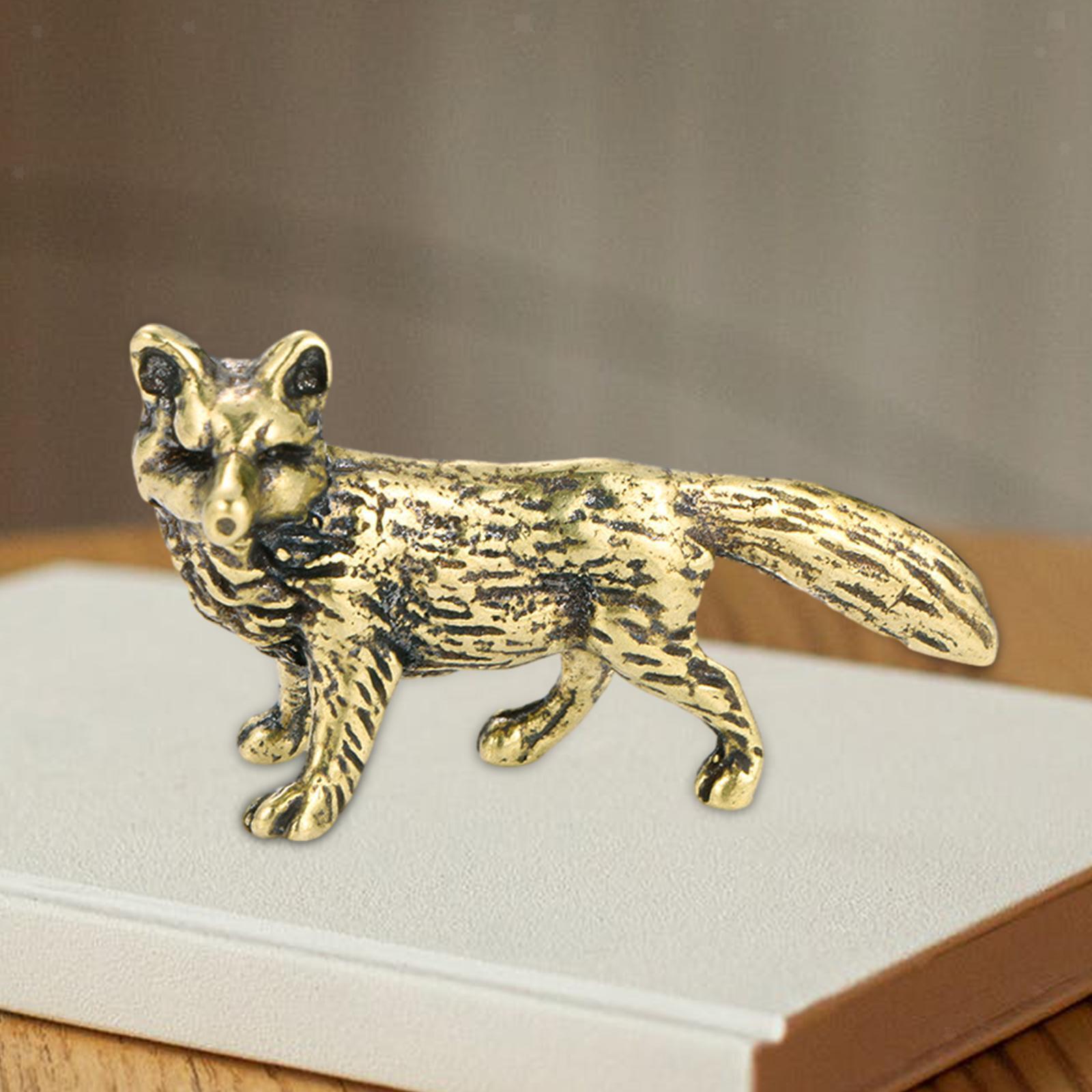 Brass Foxes Figurine Decor Wealth Figurines Charms Decorative Foxes ...