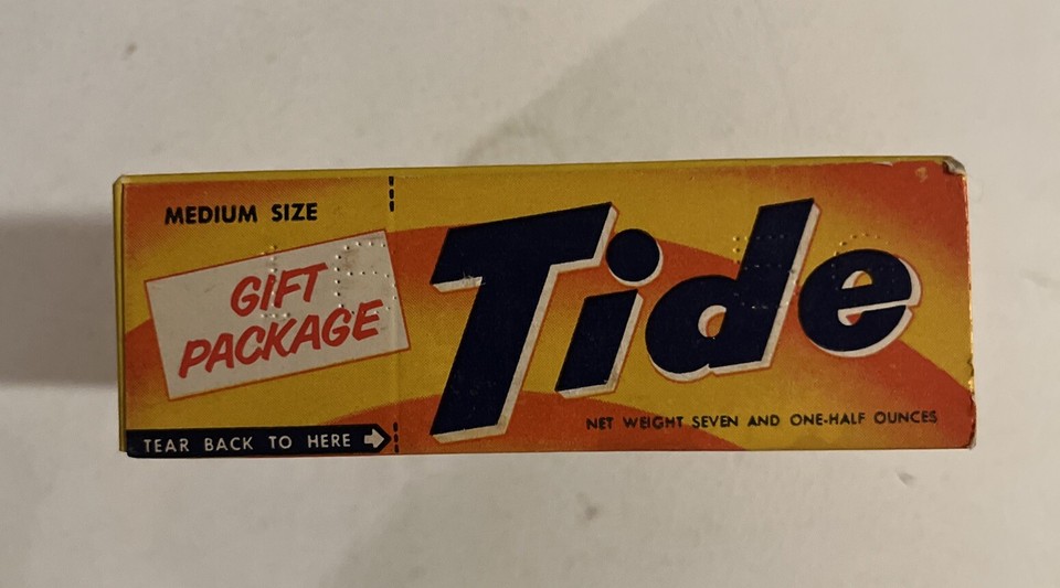 Vintage 1950s Sample Size Tide Detergent Box NOS Full Unopened Vivid ...