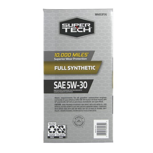 Super Tech Full Synthetic SAE 5W-30 Motor Oil, 12 Quarts Super Tech ...