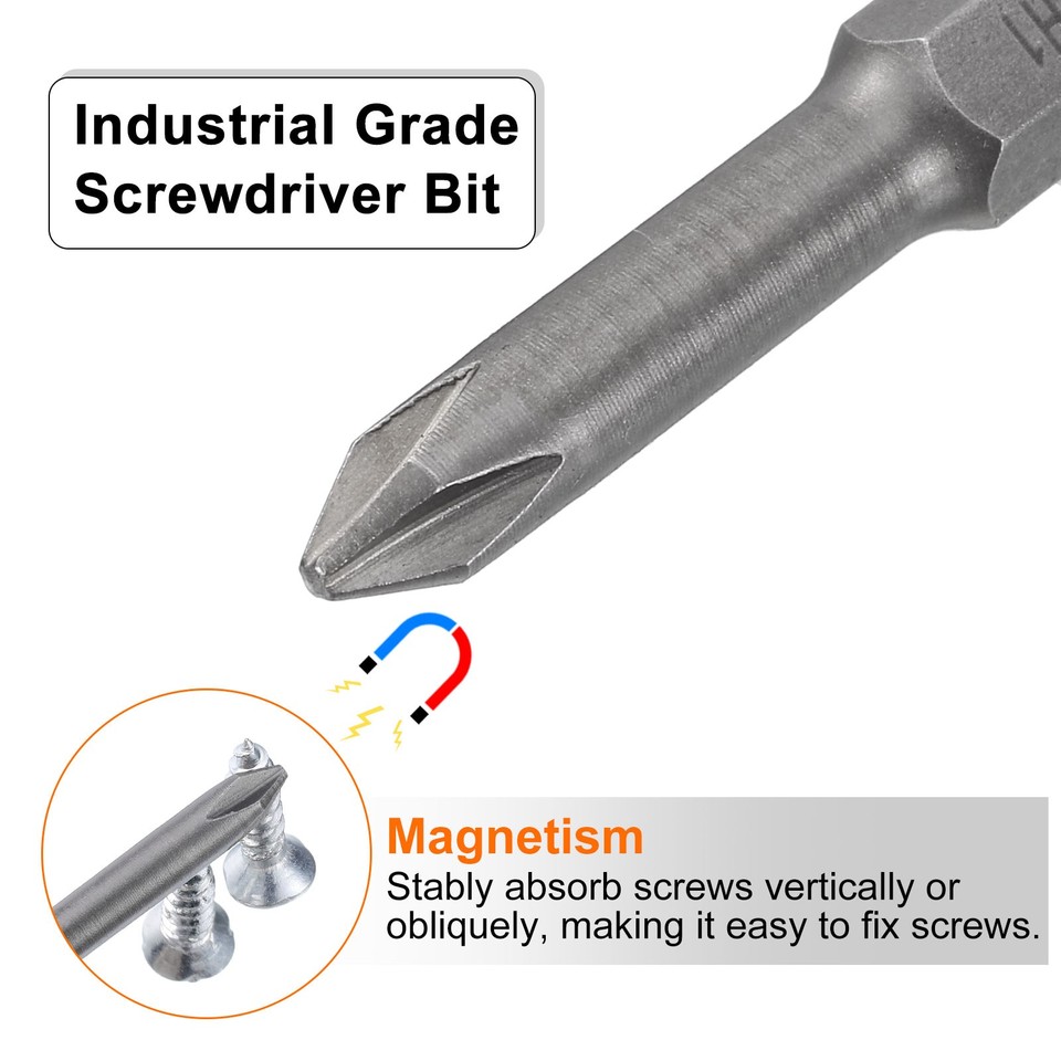 10pcs Magnetic Phillips Screwdriver Bit PH1 1/4" Hex Shank 50mm Long ...
