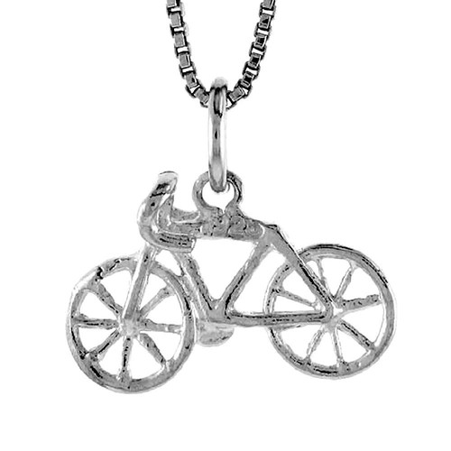 Sterling Silver Bicycle Pendant / Charm, Italian Box Chain | eBay