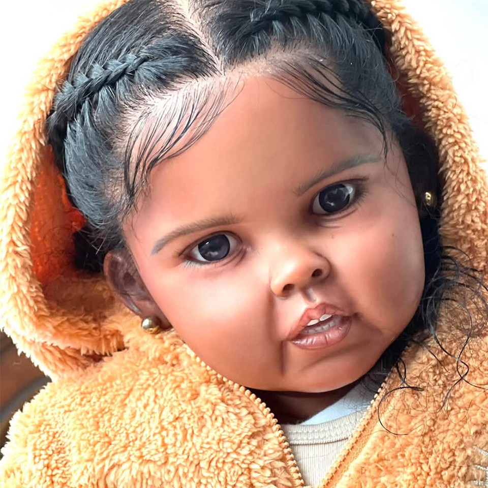 Artist Painted 30" Reborn Doll Cute Baby Girl Dark Skin Rooted Hair ...