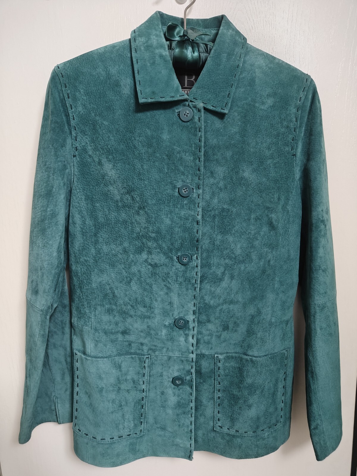 Bernardo Womens Real Leather Jacket Button Down Medium - Gem