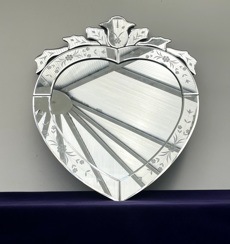 Venetian Style Mirror Bevelled Edged Glass Heart Shape | eBay UK