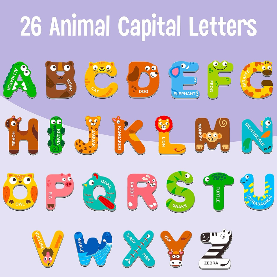 Large Size Magnetic Letters Cute Animal Alphabet ABC Magnets for Fridge ...