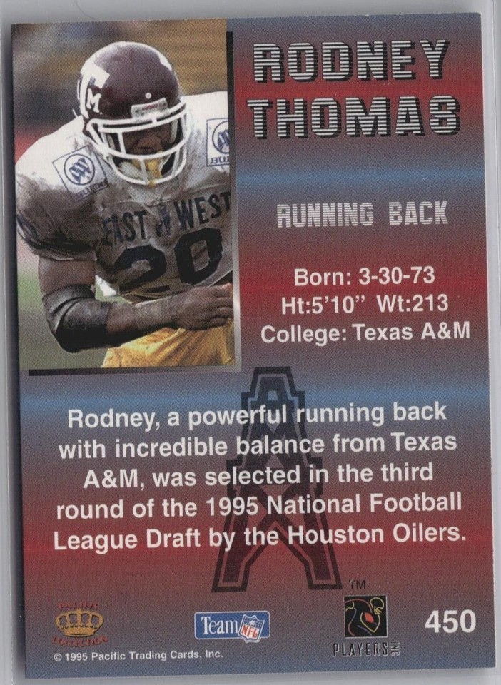 1995 Pacific Football Card #450 Rodney Thomas Rookie | eBay