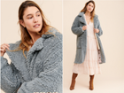 FREE PEOPLE Baby Blue Tessa Faux Fur Teddy Duster Long Cardigan Coat ...