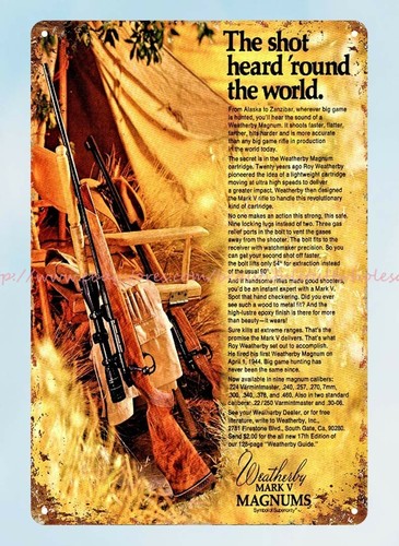 1974 firearm WEATHERBY Mark V Magnum rifle metal tin sign garage signs ...