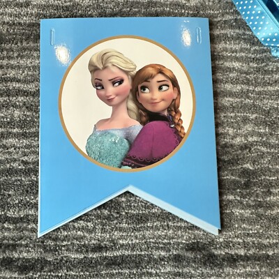 Frozen Happy Birthday Banner Hanging Decorations Ribbon Anna Elsa Party ...