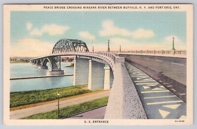 Postcard Peace Bridge Crossing Niagara River Buffalo New York & Fort ...