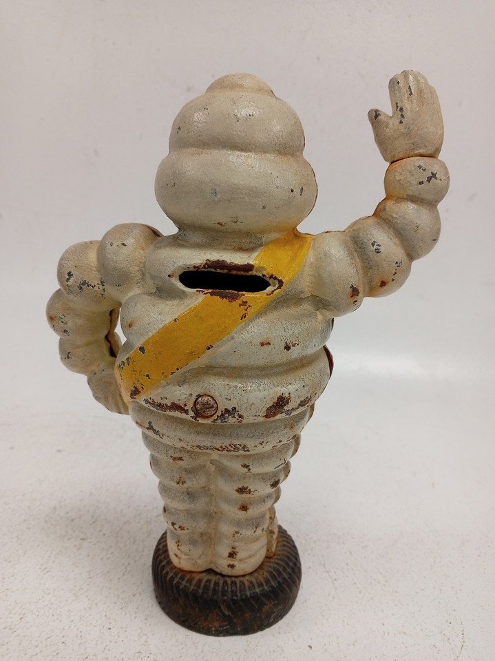 Vintage Michelin Man Bibendum Cast Iron Coin Bank Figure Collectable ...