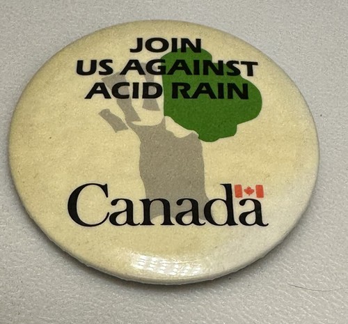 Vintage Protest Stop Acid Rain Pollution Pro Environment Canada Pinback ...