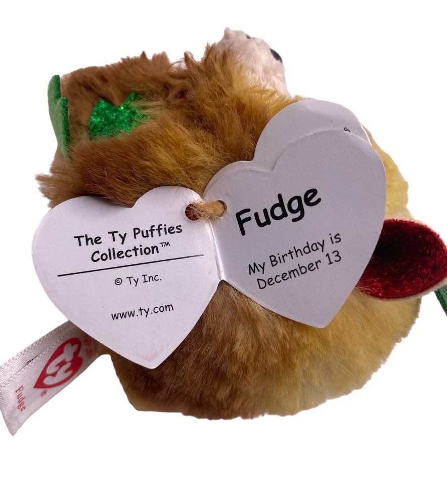 2021 Ty Puffies FUDGE Christmas Reindeer (4 inch) Stuffed Puff Ball ...