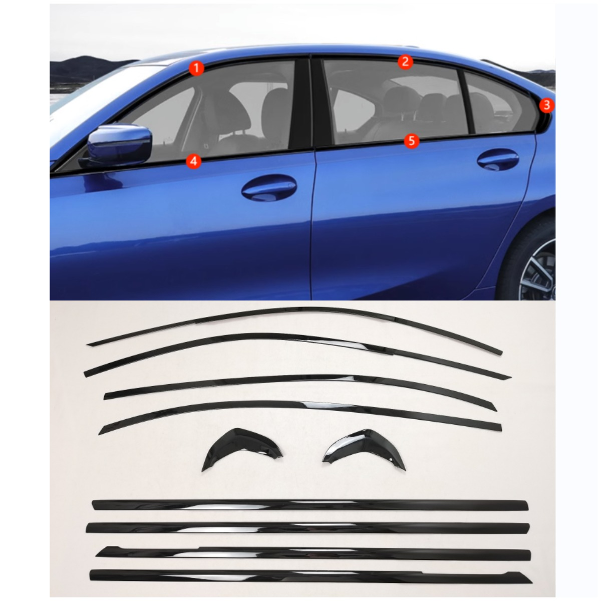 Steel Glossy Black Window Side Molding Cover Trim For 2019-2024 BMW 3 ...