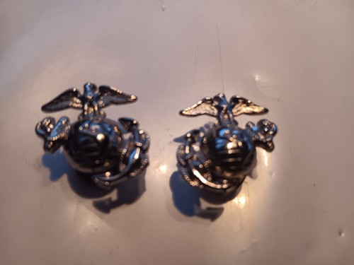 U.S. Marine Corps Pair Silver Finish Collar EGA's Eagle Globe and ...