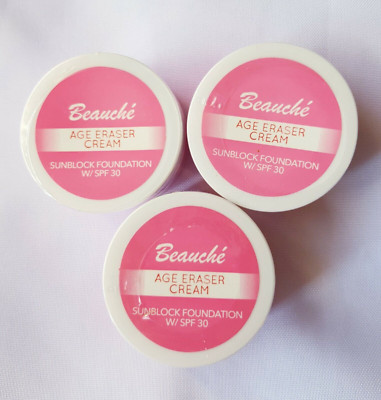 3x Beauche Age Eraser Cream 10 grams Sunblock Foundation with SPF 30 ...
