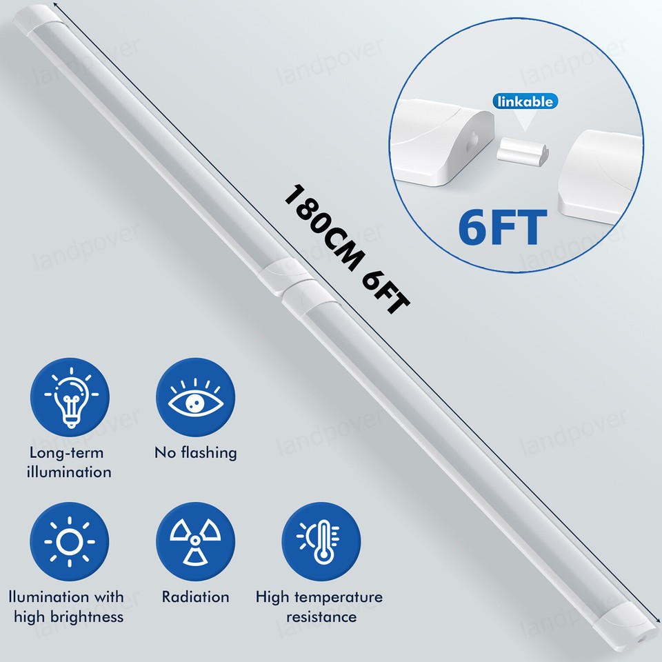 5FT LED Strip Lights Batten Tube Light Office Shop Garage Ceiling Lamp ...