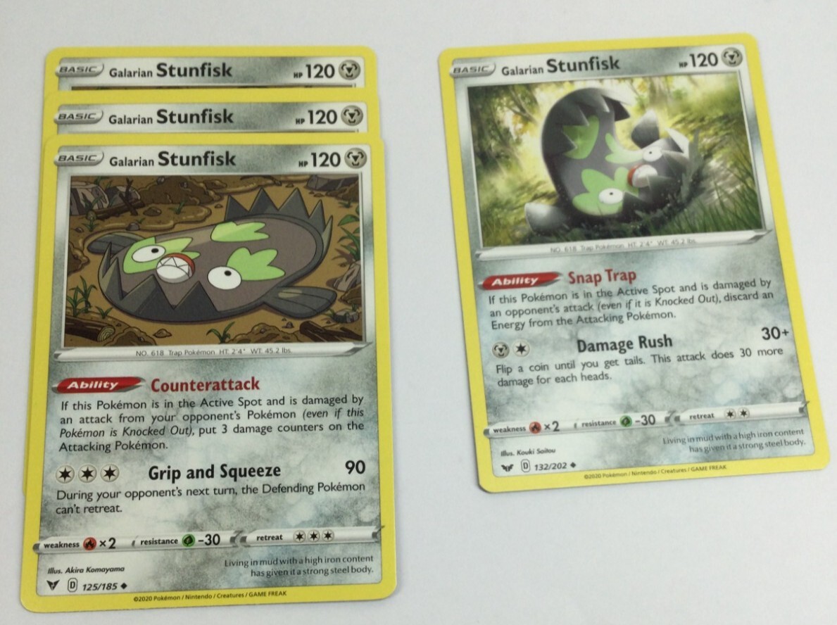 Galarian Stunfisk Lot 4x Pokemon Trading Card Game Steel Nintendo Game ...