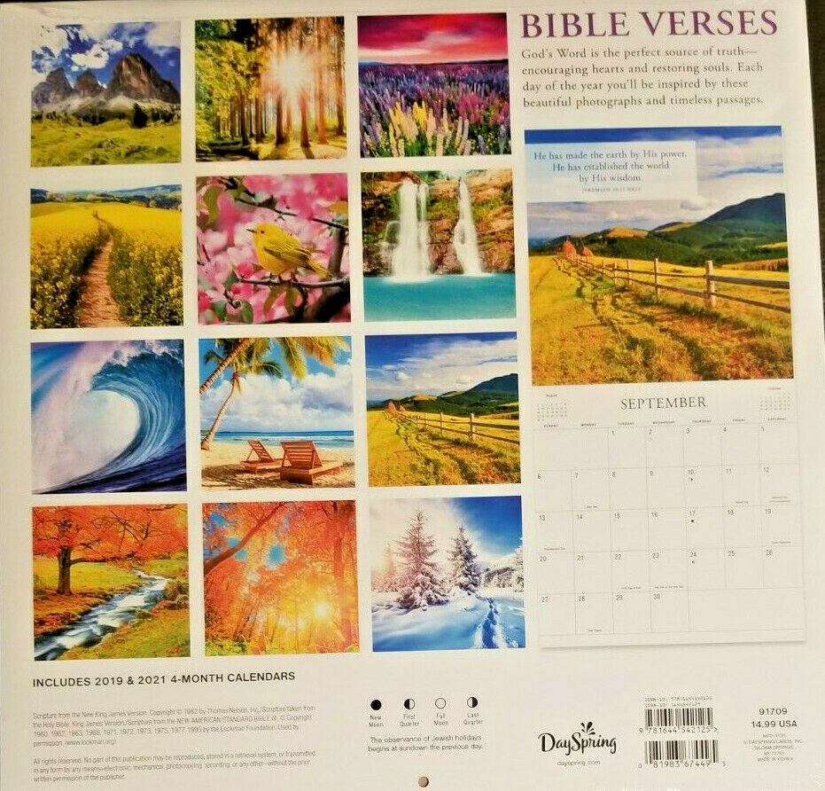 DaySpring Bible Verses 16 Months - 2020 Wall Calendar 12" X 24" open ...