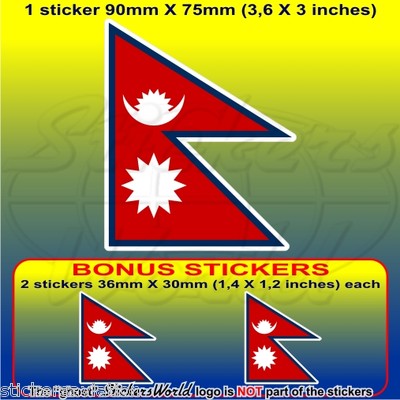 NEPAL Nepali Flag, Nepalese 90mm (3,6") Vinyl Bumper Sticker, Decal x1 ...