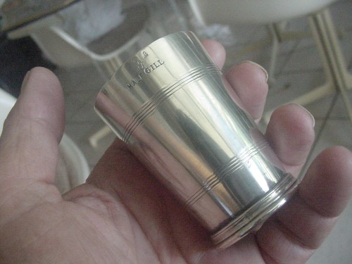 Spirit Measuring Cup Shot Glass half Gill England silver pl | eBay