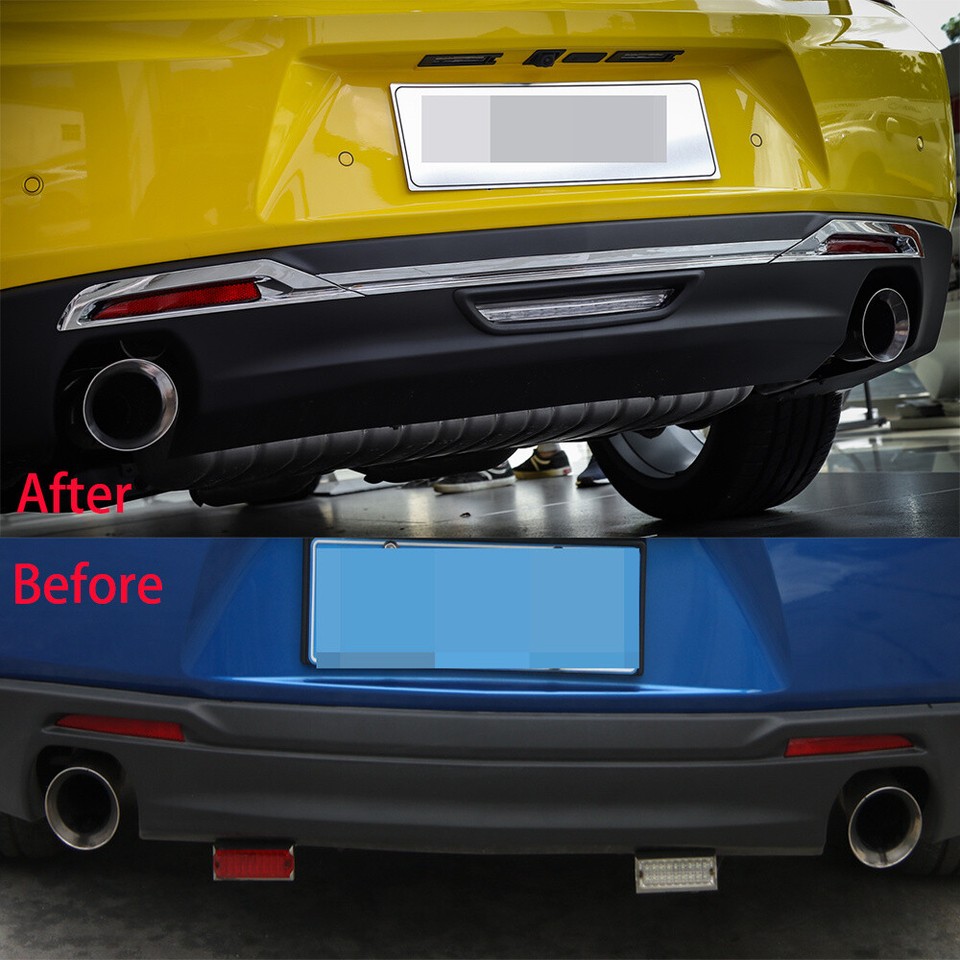 Chrome ABS Rear Bumper Trim &Fog Light Cover Fit For Chevrolet Camaro ...