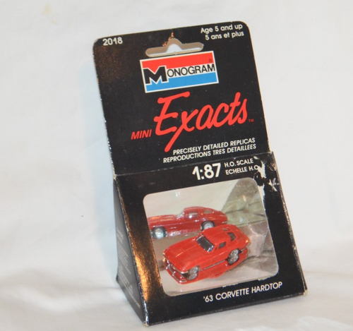 Vintage 1989 Monogram Mini Exacts 1:87 HO Scale 63 CORVETTE HARDTOP ...
