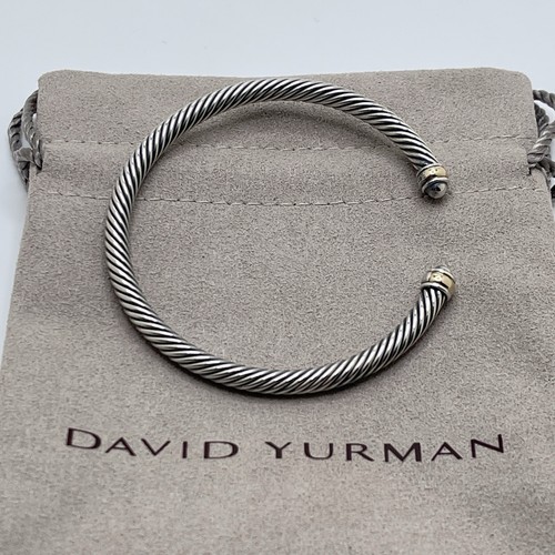 David Yurman 4mm Classic Cable Sterling Silver Bracelet & 18k Gold Dome Bangle | eBay