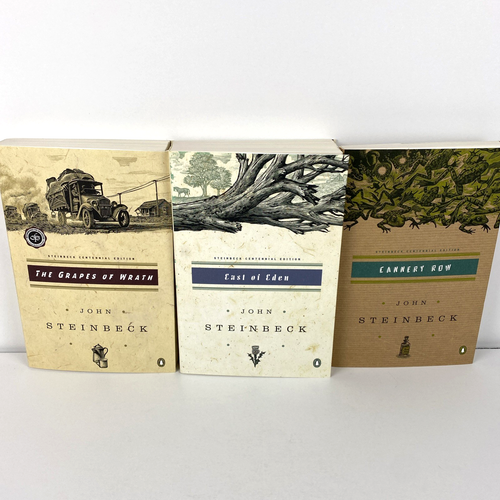 John Steinbeck Book Lot of 3 The Grapes of Wrath East of Eden Cannery ...