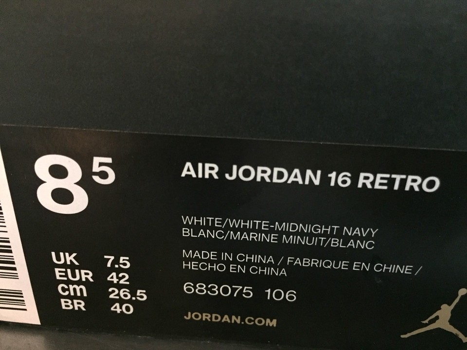 Nike Air Jordan 16 XVI Retro White Midnight Navy 683075-106 Basketball ...