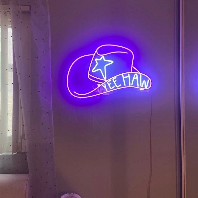 Cowboy Straw Hat Neon Sign | Yeehaw Neon Sign | Cowboy LED Neon Sign ...