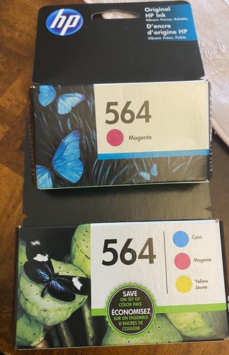 Lot of 2 • NEW Genuine HP 564 Tri Color Combo Pack & Magenta • Ink ...