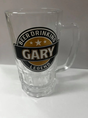 Gary Beer Drinking Legend Glass Beer Mug Stein 500ml Fathers Day ...