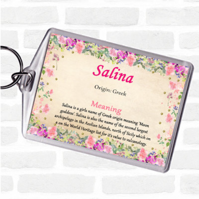 Salina Name Meaning Bag Tag Keychain Keyring Floral | eBay UK