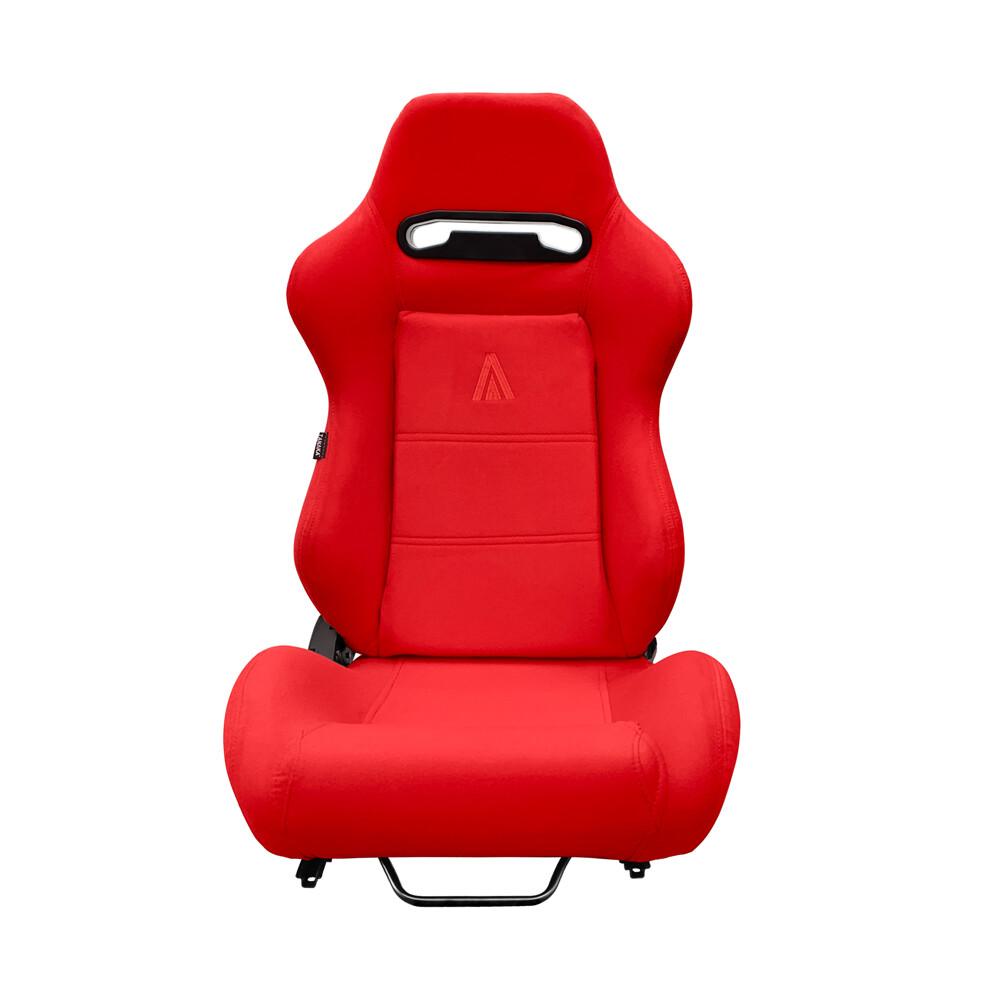 PAIR L + R TANAKA RED CLOTH RACING SEATS RECLINABLE W/ SLIDERS FOR ...