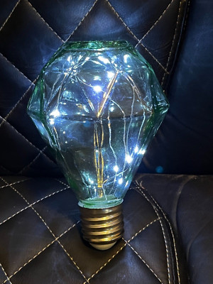 Battery Powered LED Fairy Light Faceted Illuminated Bulb Angular Globe ...