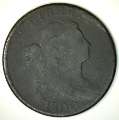1800 Draped Bust Copper Large Cent US Penny Type Coin Circulated Very ...