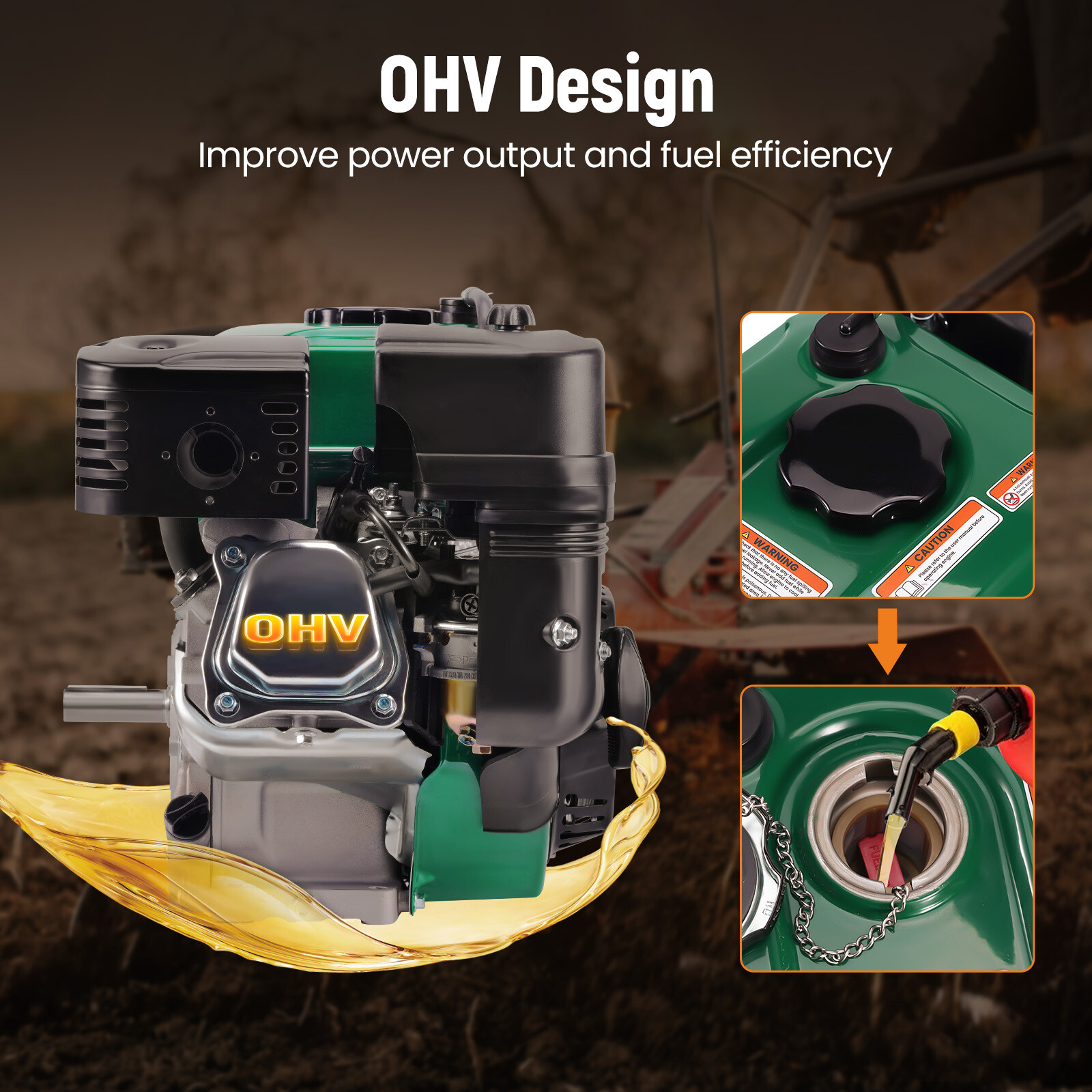 7HP 212cc Electric Start Horizontal Engine Motor Gas OHV 4-Stroke Go ...