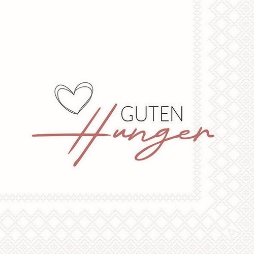 20 Servietten Guten Hunger Sprüche Lustig Herz Party weiß rot Tischdeko ...