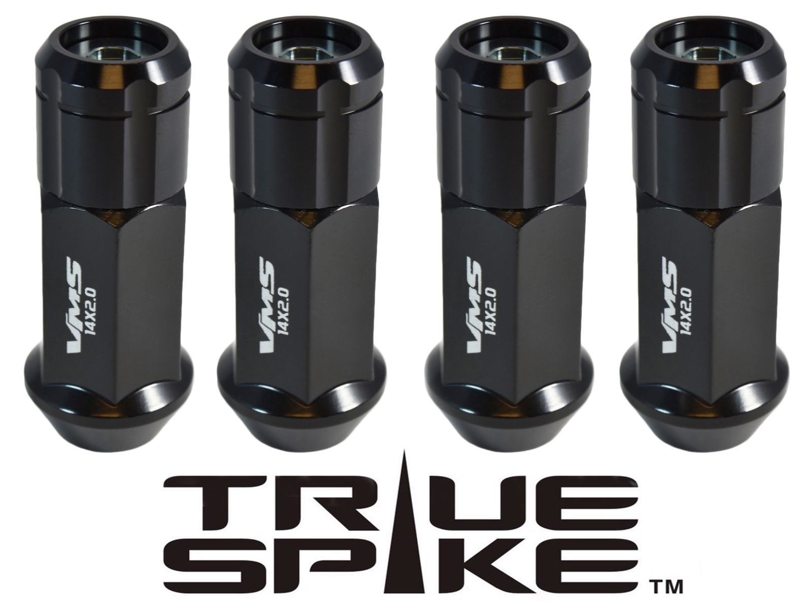 24 TRUE SPIKE 14X2.0 STEEL LUG NUTS GUNMETAL CAPPED CLOSED END FOR FORD ...