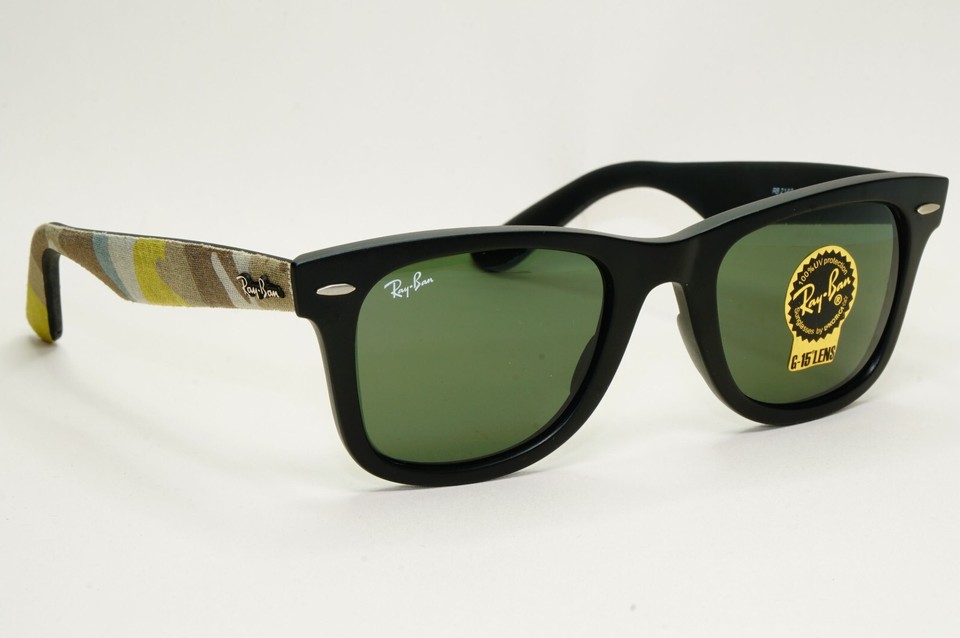 Ray-Ban Sunglasses Wayfarer Black Green Urban Camoflauge RB 2140 6065 50mm | eBay