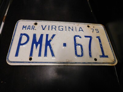 Virginia License Plate VA # PMK 671 Tag Expired on or before 1975 | eBay
