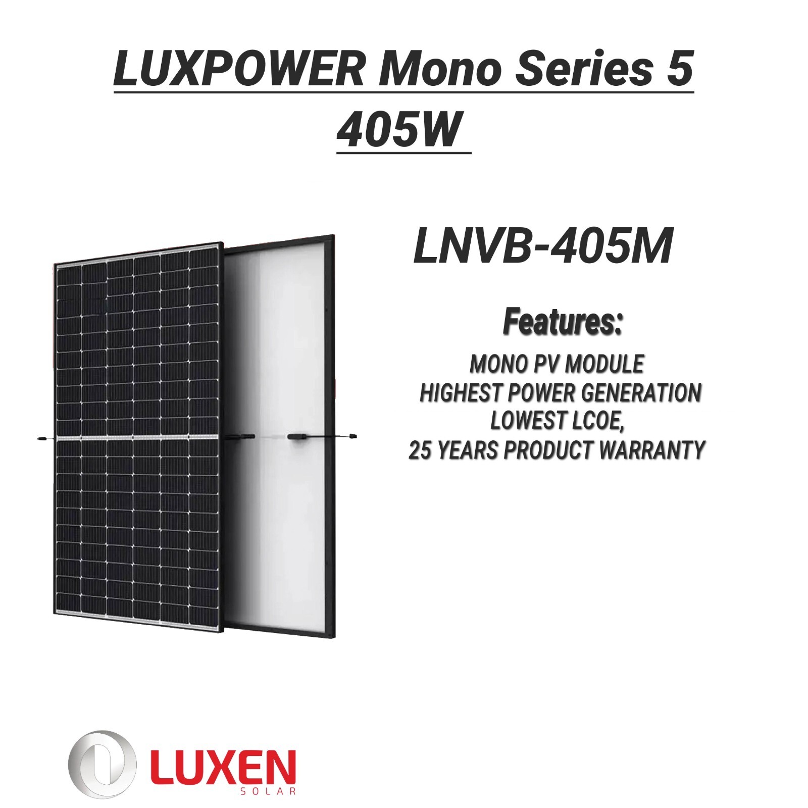 405W LUXEN Solar Panels 1 Pallet (36 Modules) High Efficiency Large ...
